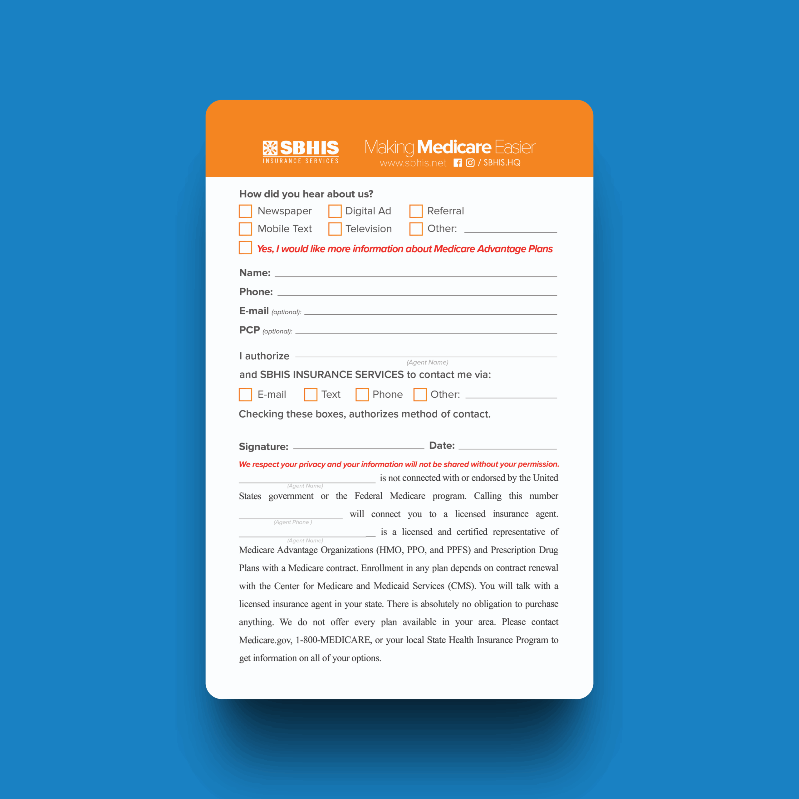 Blank Lead Card | Indigo Shop